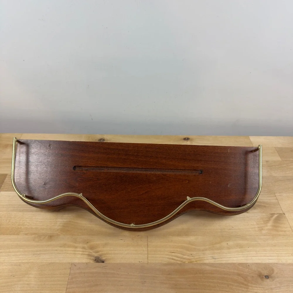 Unbranded | Wall Decor | Vintage Wood Wall Shelf Brass Gallery Rail ...